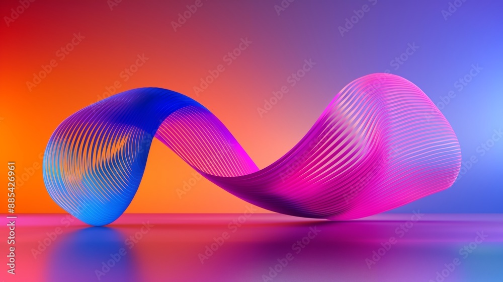 Abstract modern neon illustration. Light waves soundwaves or sine waves ...