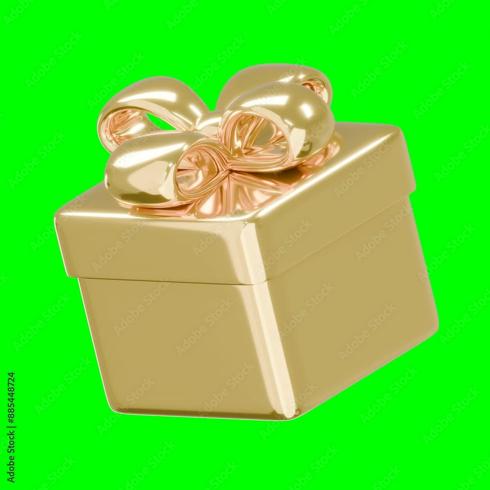 Gold gift box with question mark icon animation on green screen ...