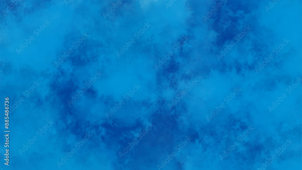 Blue sky with clouds. Dark blue watercolor soft background. Navy blue ...