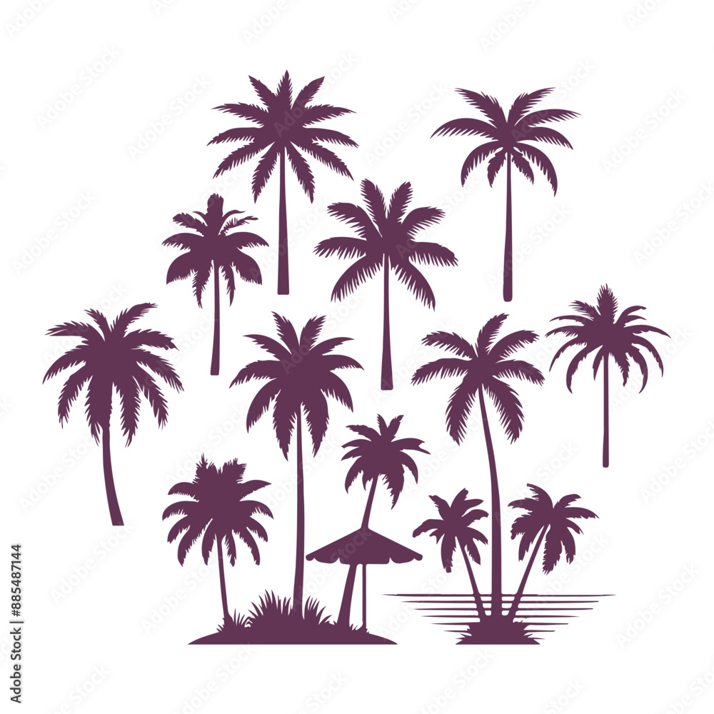 Palm Tree vector Palm tree silhouette Coconut tree vector silhouette ...