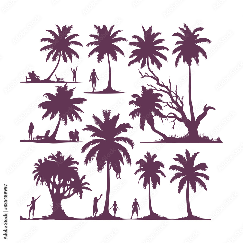 Palm Tree vector Palm tree silhouette Coconut tree vector silhouette ...