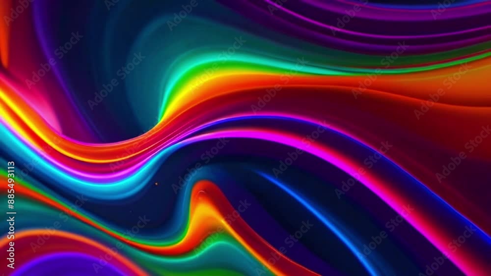 liquid flow of neon colors with a holographic effect, where the colors ...