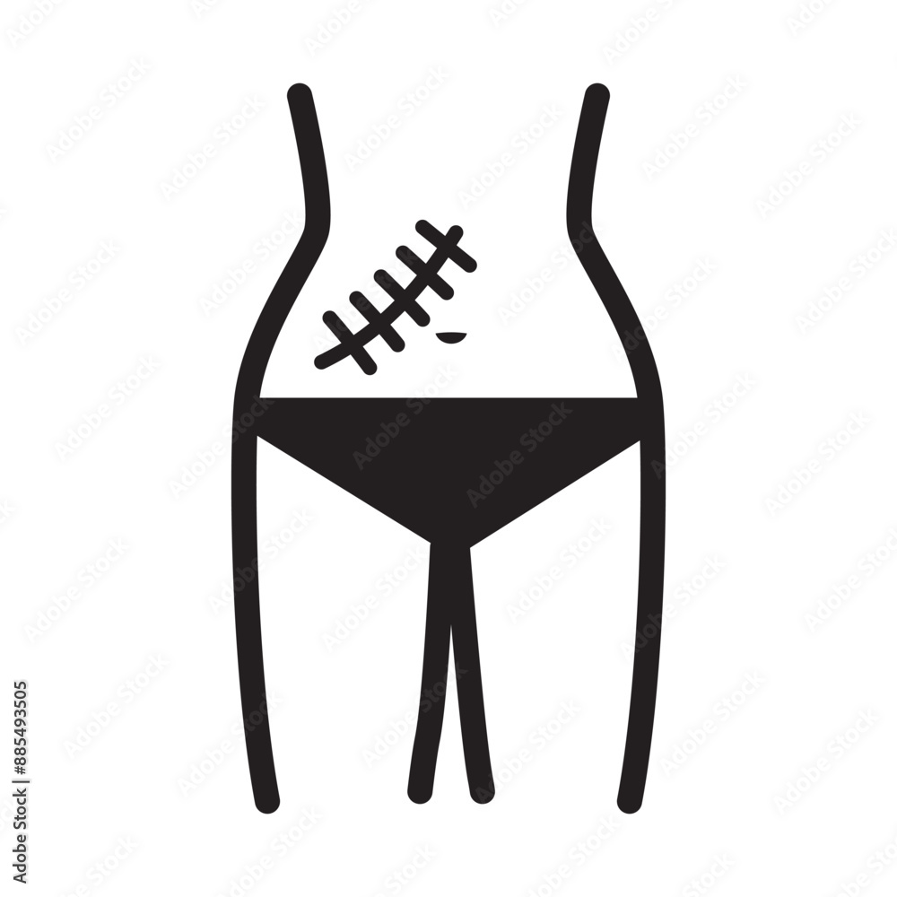 Scars line icon, Transverse incision line icon. Abdominal incisions ...