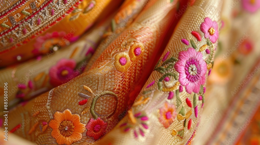 The intricate designs of a traditional Indian saree blouse, with ...