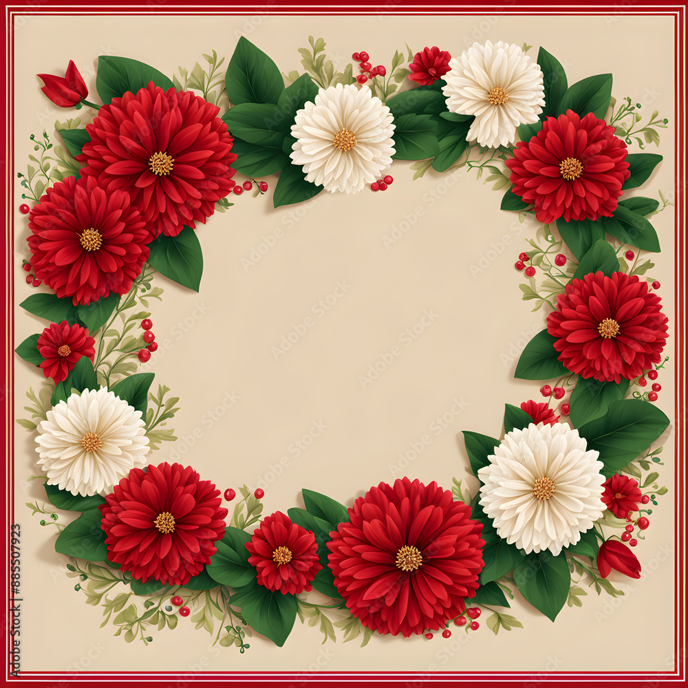 I created a beautiful border using vector flowers that are a vibrant ...