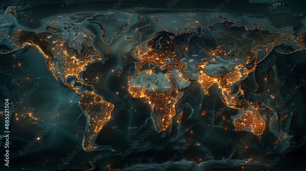 close world map , logistic network distribution map , supply chain ...