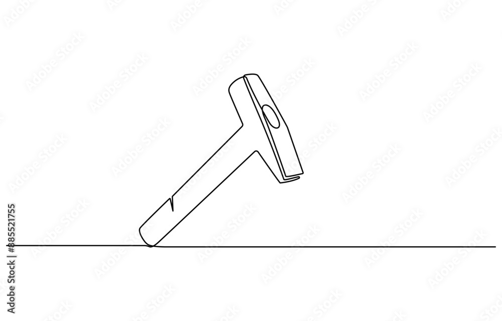 one line drawing of isolated vector object hammer Hammer construction ...