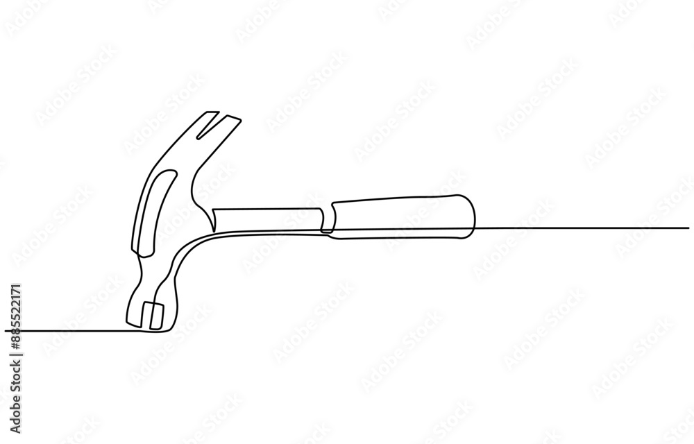 one line drawing of isolated vector object hammer Hammer construction ...