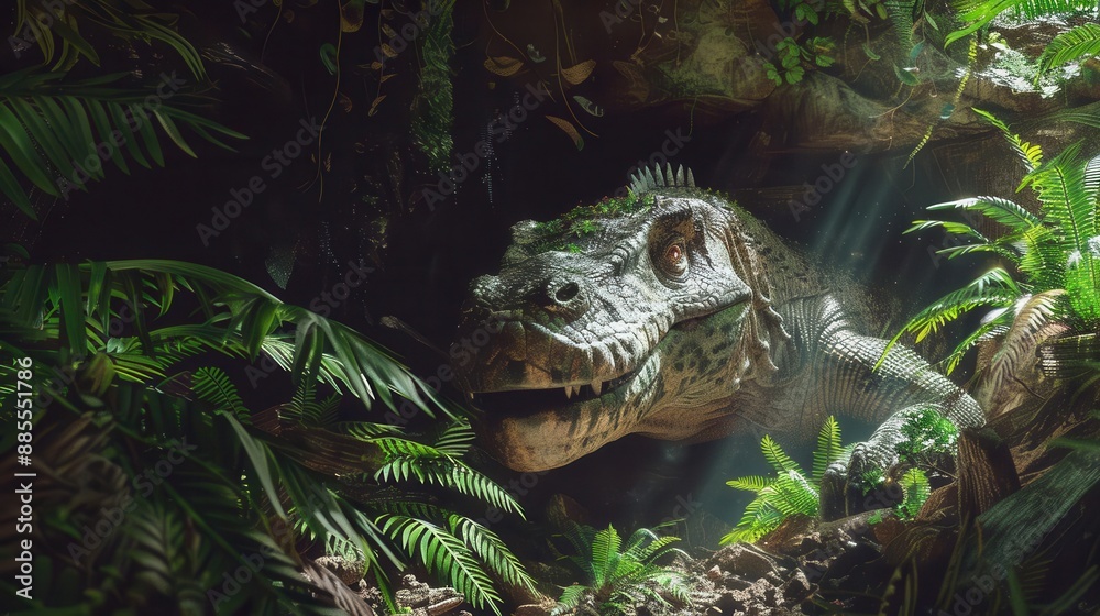 prehistoric predators lair massive komodo dragon entering shadowy cave ...