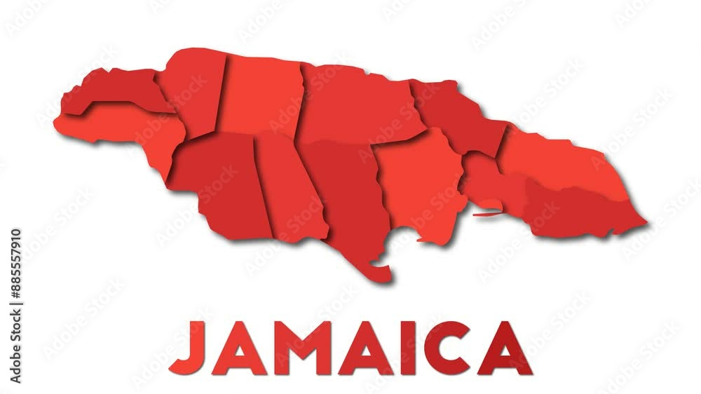 Jamaica map showing regions. Animated country map with title. 4K ...