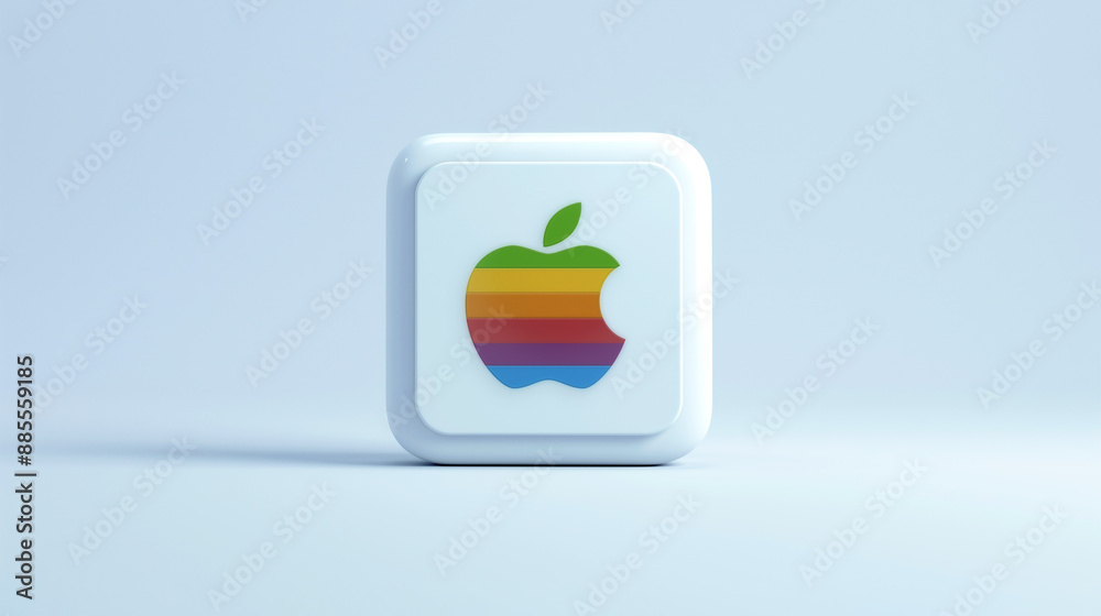 Apple classic rainbow app 3d white icon on a light background Stock ...