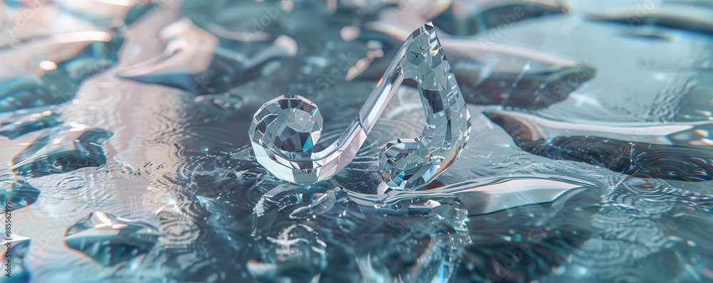 Crystal music note on a reflective surface, music note, elegant sound ...