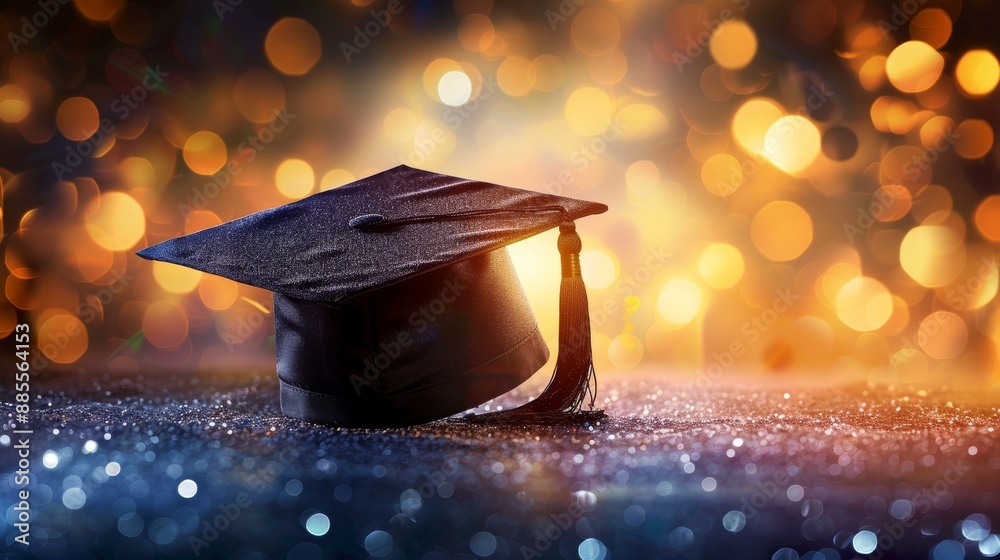 Education graduation hat symbol of online e learning academic degree ...