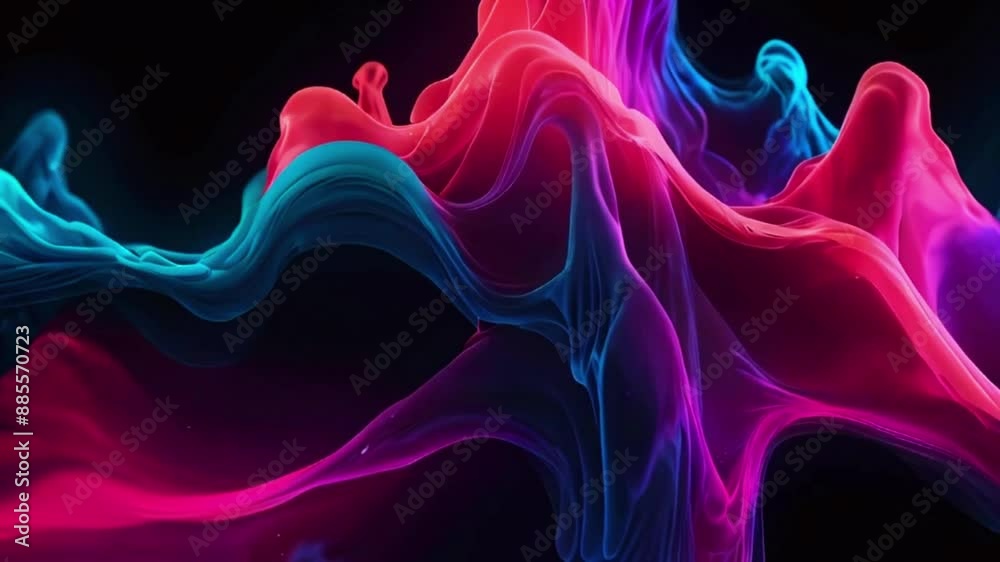 liquid flow of neon colors with a holographic effect, where the colors ...