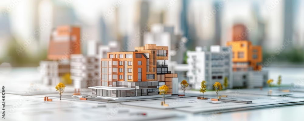 3D prototype model with an accompanying sketch, selective focus ...