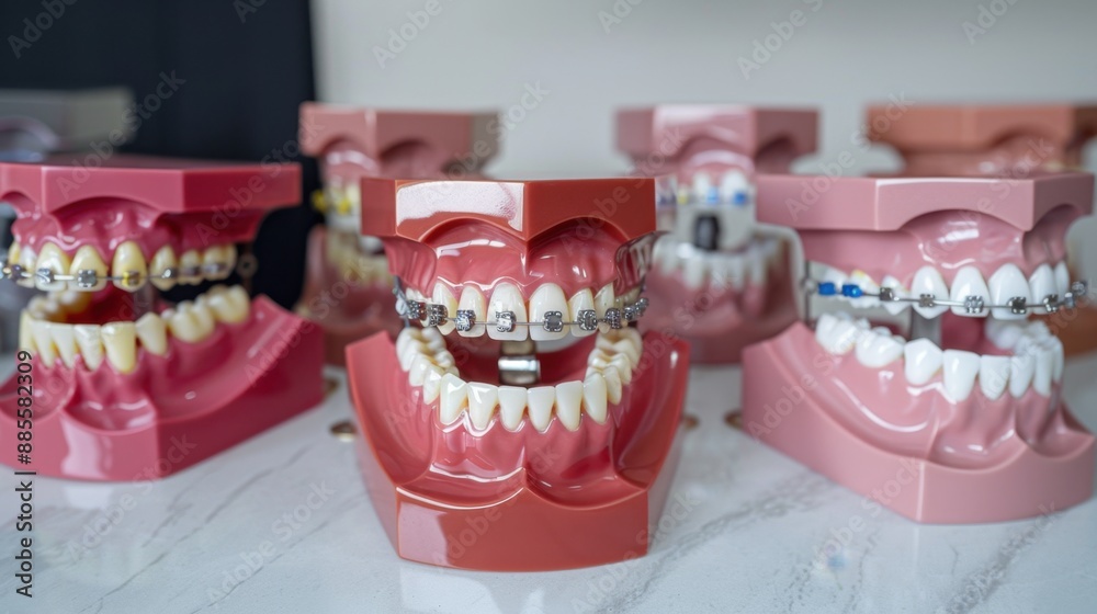 Orthodontic models showcasing different stages of dental alignment and ...