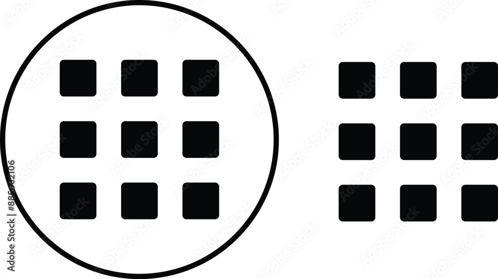 Menu icons set black flat and line vector collection UI Design Elements ...