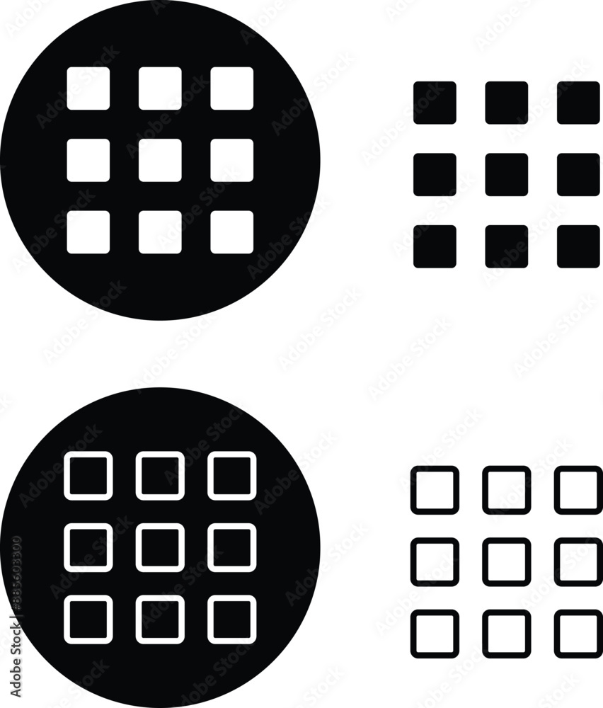 Menu icons set black flat and line vector collection UI Design Elements. Interface Design ...