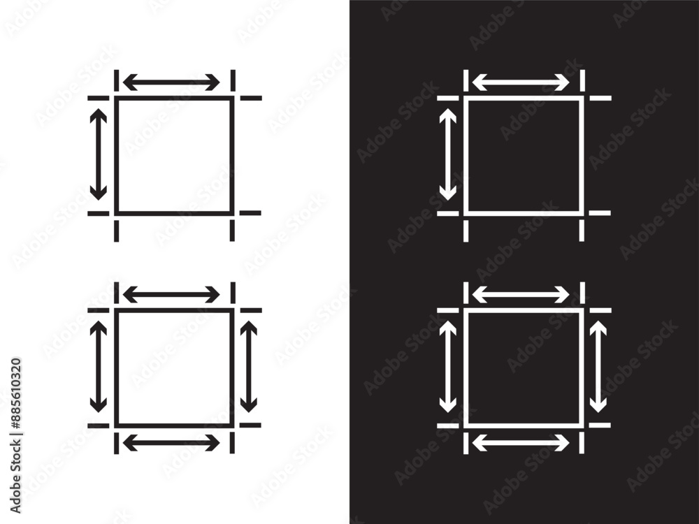 Area and Dimension Icon Set. Symbol of volume or territory. dimensions ...