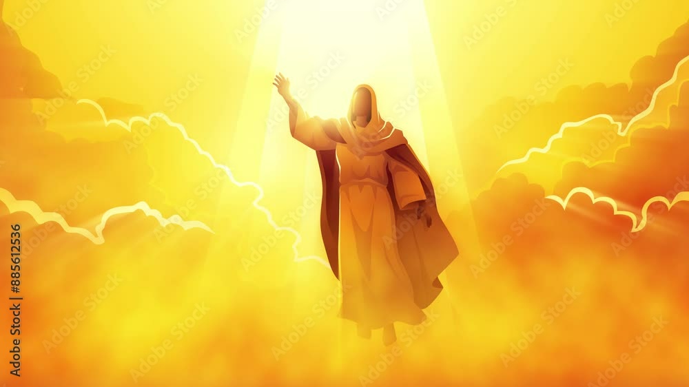 Virgin Mary being lifted up to heaven amongst clouds, celebrating the ...