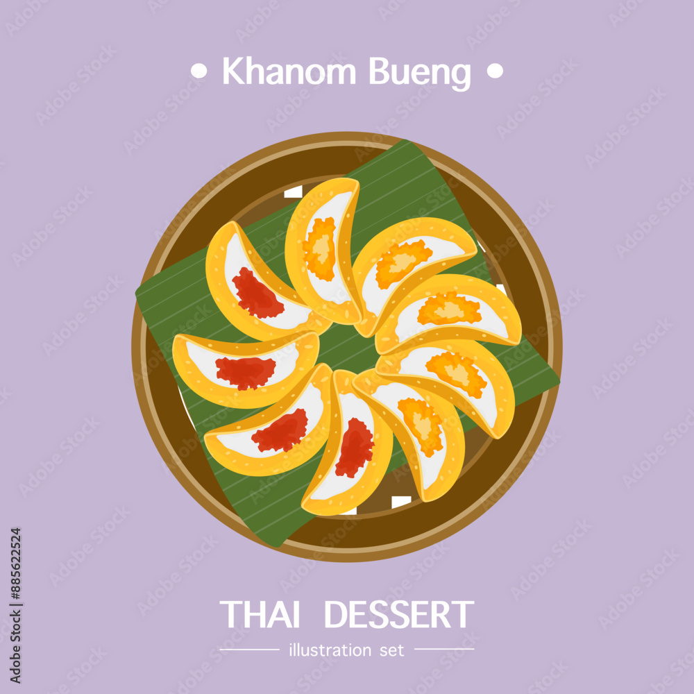 Vector illustration of a delicious traditional Thai dessert "Khanom ...
