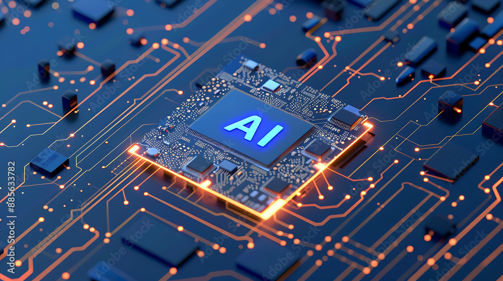 powerful computer processor microchip with the word representing artificial intelligence, AI ...
