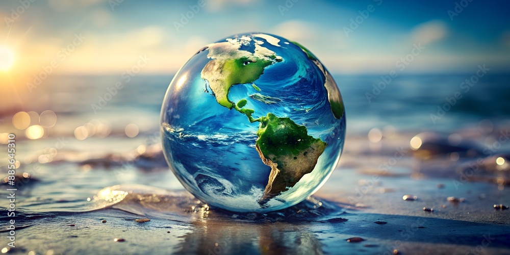 fragile glass globe containing distorted and melting earth, symbolizing ...
