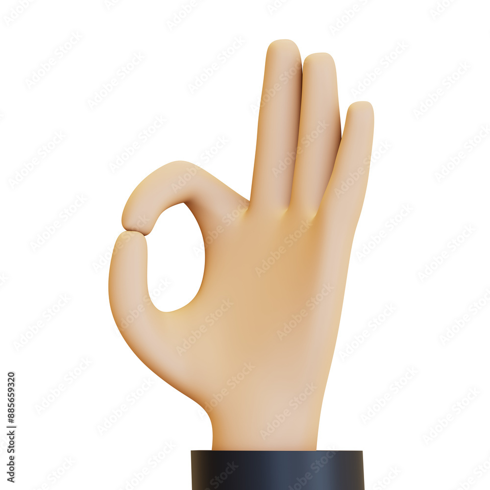 A hand making an OK gesture, with the thumb and index finger forming a ...