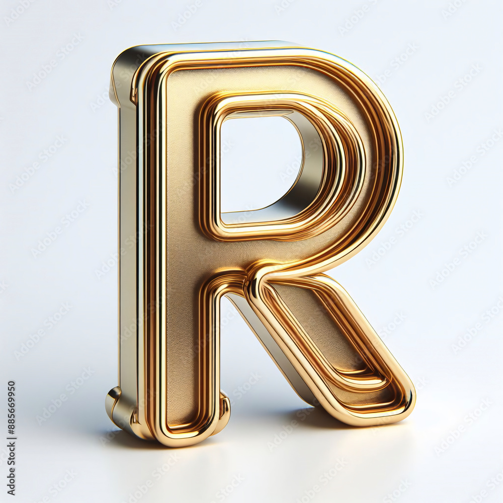 Golden 3D Alphabet R Creates High-End Studio Appeal. The Luxury gold ...