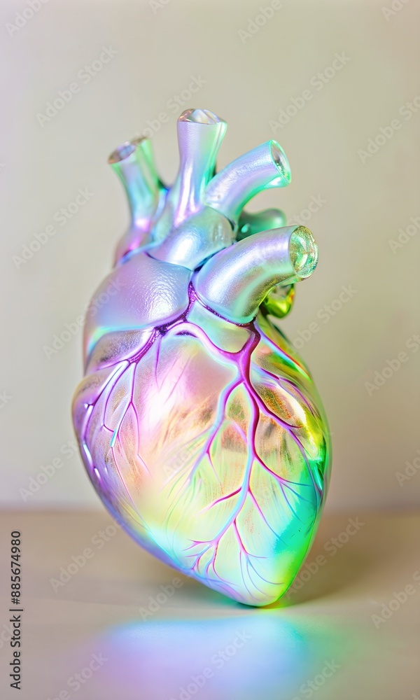 Holographic human heart anatomy with blood vessels Stock Illustration ...