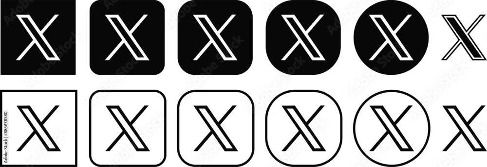 X app logo Twitter editorial icon in flat line set. X new Social Media ...