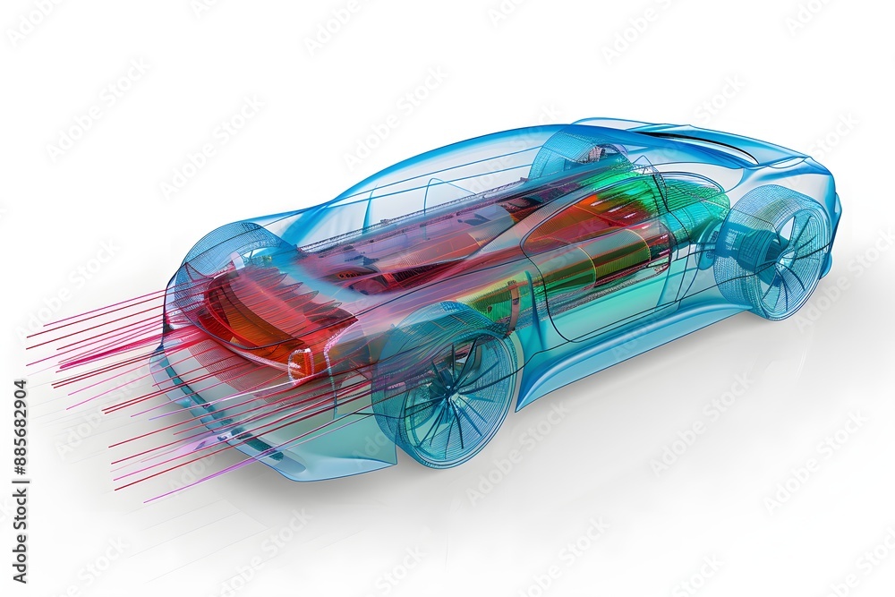 In-Depth Aerodynamic Car Design Visualization: Detailed Fluid Flow and ...