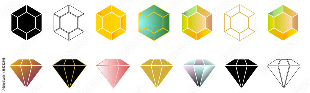 Collection of Gemstones in Various Styles and Shapes - Set of Diamond ...