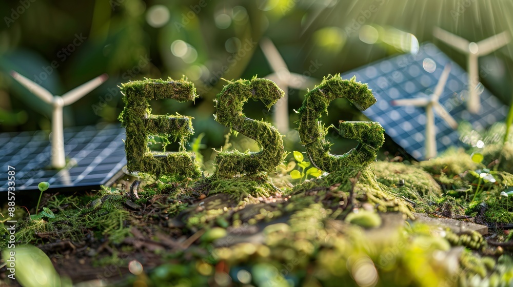 'ESG Typography' 3D representation of environmental, social, and ...