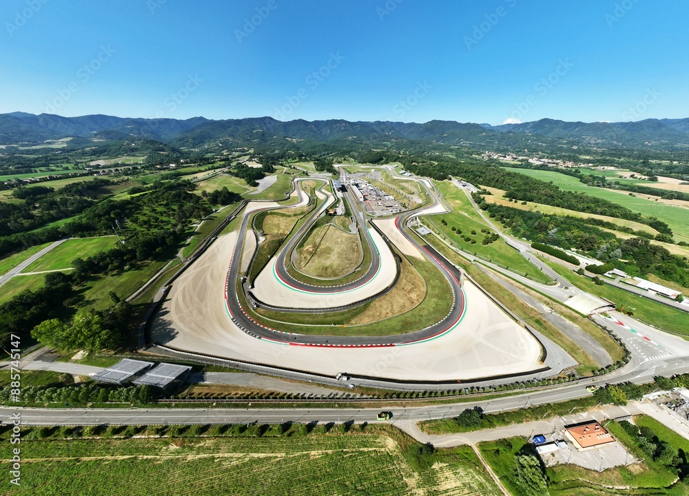 Aerial view of the Mugello racetrack, also known as Mugello Circuit ...