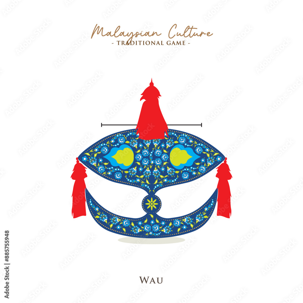 Vector illustration of Malaysian traditional game, Wau. Wau is popular ...