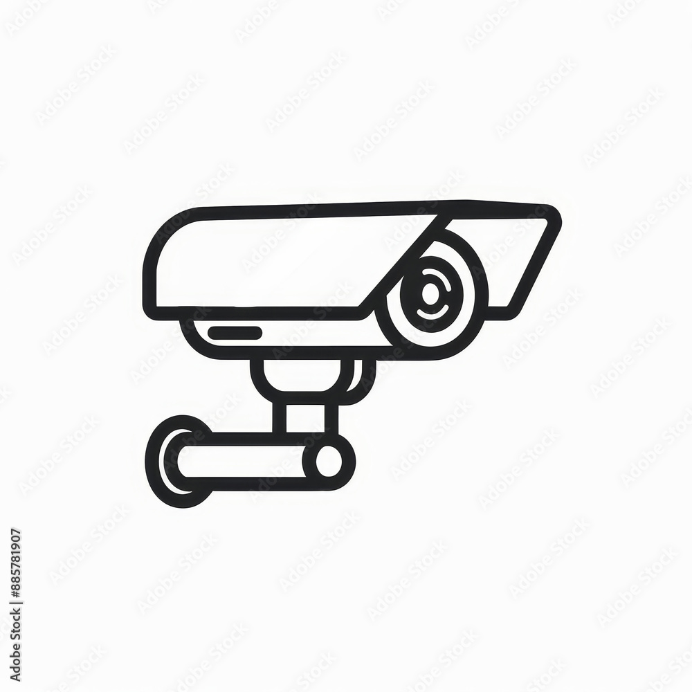 Simple line art logo design of a CCTV camera vector illustration Stock ...
