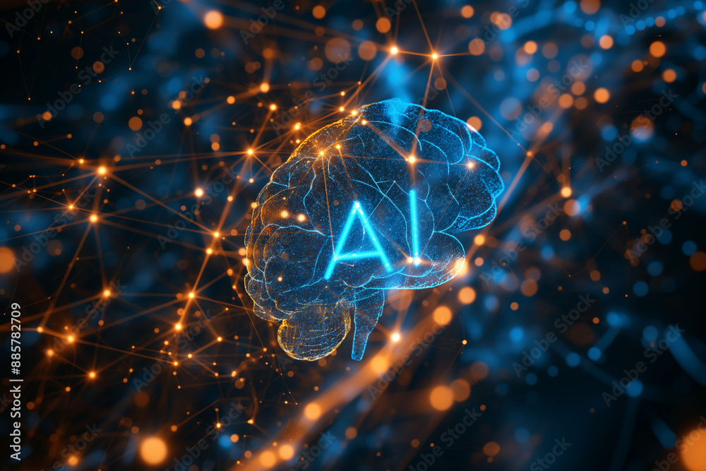 AI letters and network lines glowing concept. The impact of AI on the ...