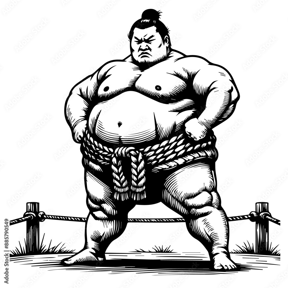 vintage sumo wrestler illustrations in line art Stock Vector | Adobe Stock