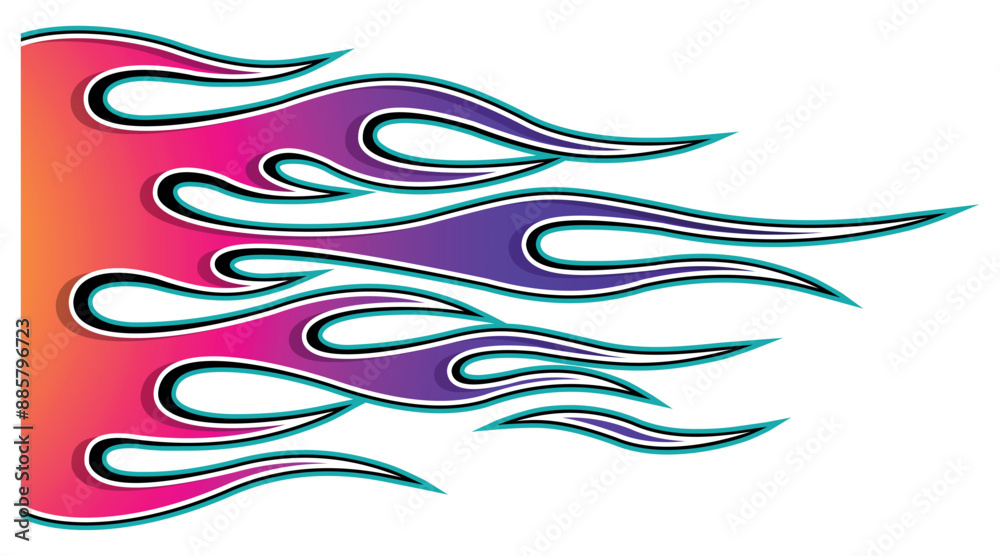 Tribal fire flame race car body side vinyl sticker vector art image eps ...
