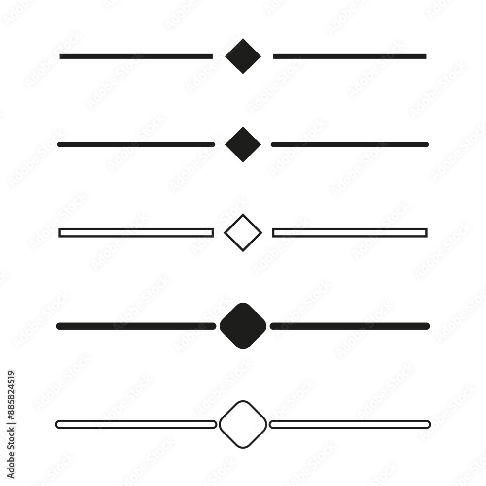Diamond divider icons. Simple line separators. Vector illustration ...