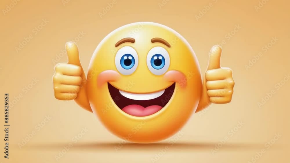Illustration of a smiling emoji giving a thumbs-up, representing ...