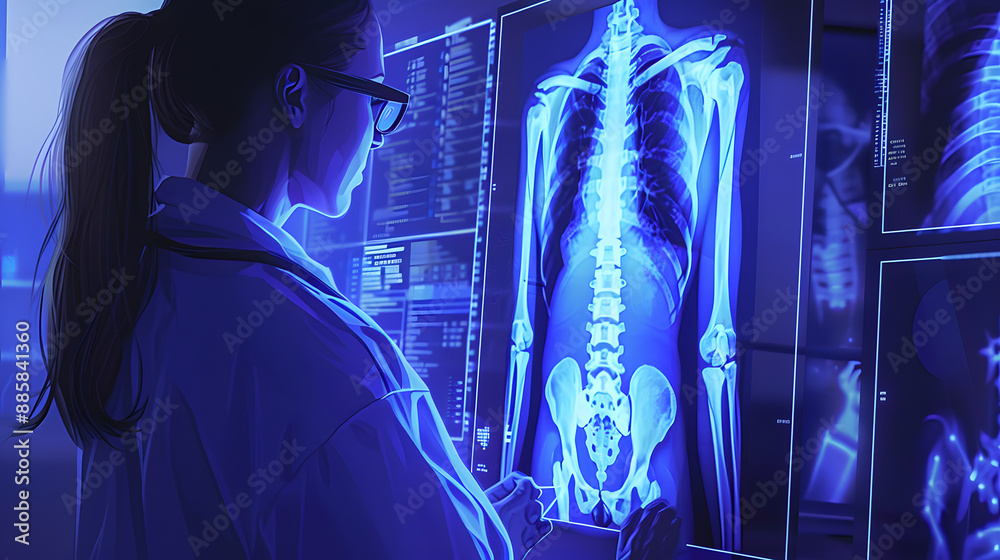 doctor medical professional examine X-ray image hospital laboratory ...