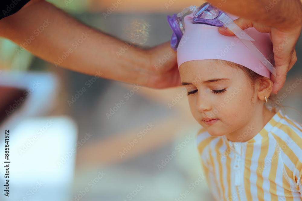 Little Girl Getting Ready for her Swimming Lessons. Active sporty child ...