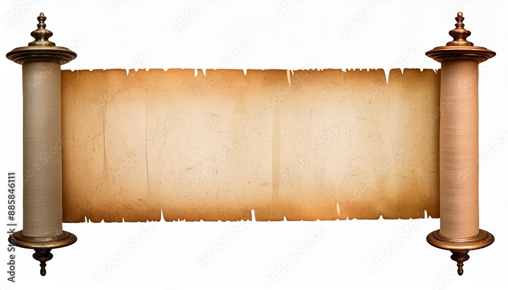 vintage blank horizontal paper scroll isolated on png transparency ...