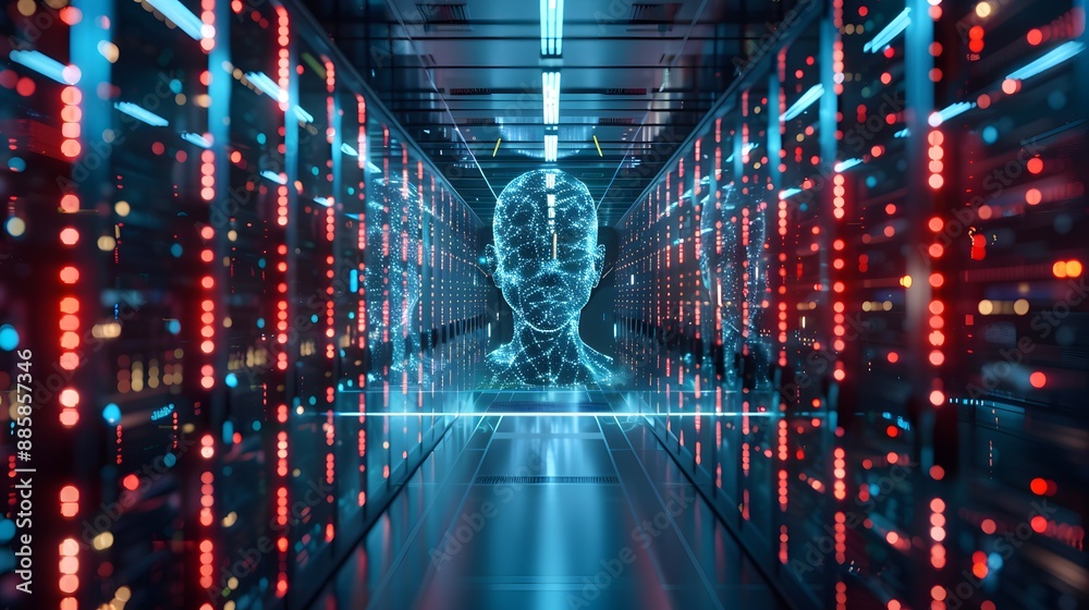 A futuristic scenario where artificial intelligence manages data ...