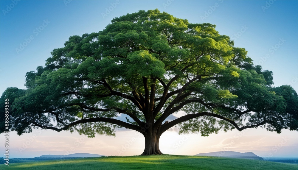 beautiful green tree isolated on white background no shadow under the ...
