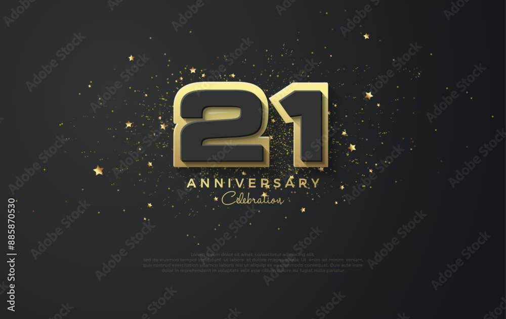 Vector design for the 21st anniversary with charming soft gold numbers ...