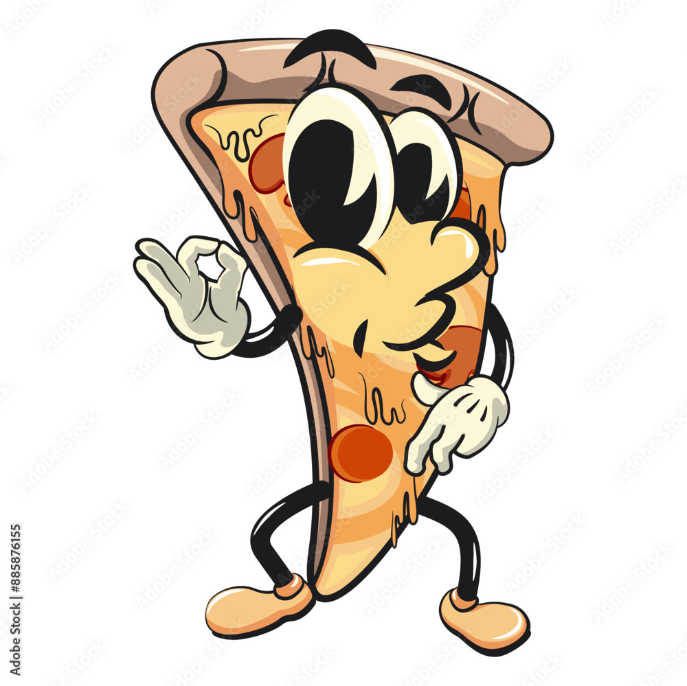 character of a slice pizza cartoon vector isolated clip art mascot ...