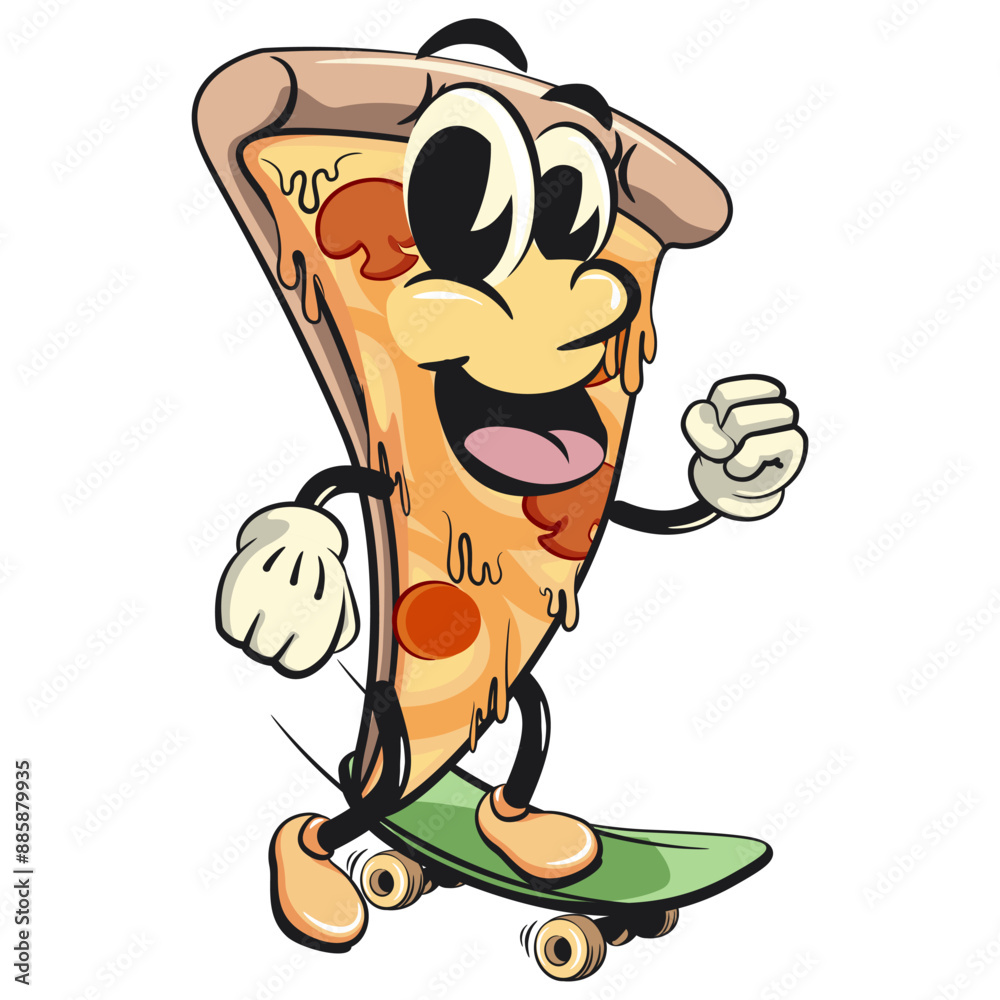 character of a slice pizza cartoon vector isolated clip art mascot ...